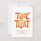 Trick or Treat Cute Kids Halloween Classroom Card | Zazzle