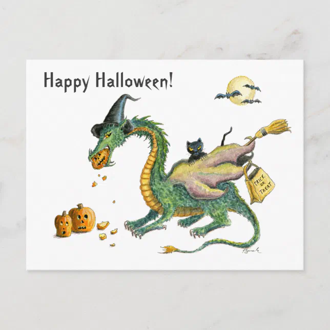 Trick or Treat Dragon postcard | Zazzle