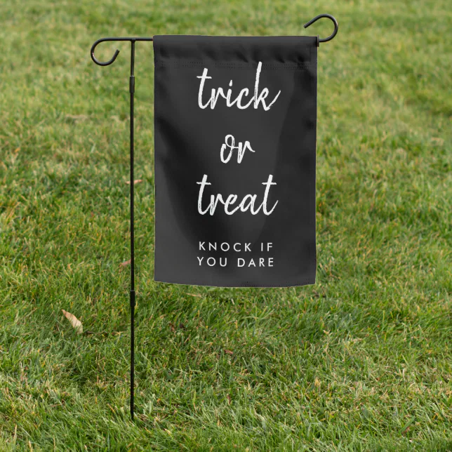 Trick or Treat | Halloween Black Modern Minimal Garden Flag | Zazzle