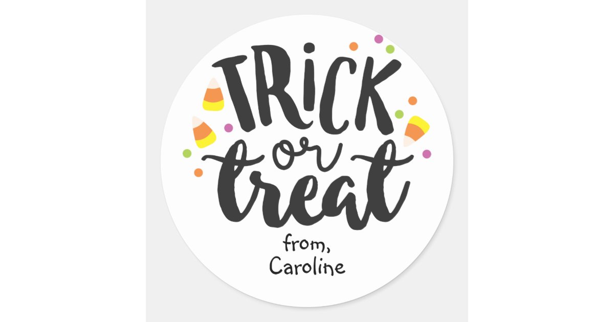 Trick or Treat Halloween Candy Corn Cute Favor Bag Classic Round ...