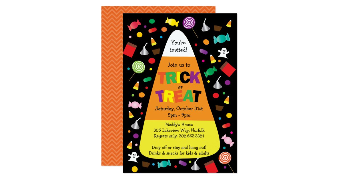 Trick or Treat Halloween Candy Invitation | Zazzle.com