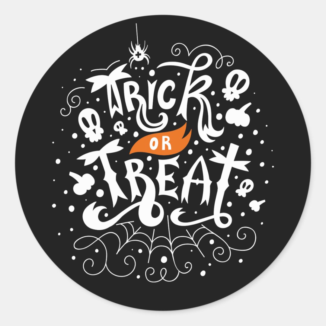 Trick or Treat Halloween Classic Round Sticker | Zazzle