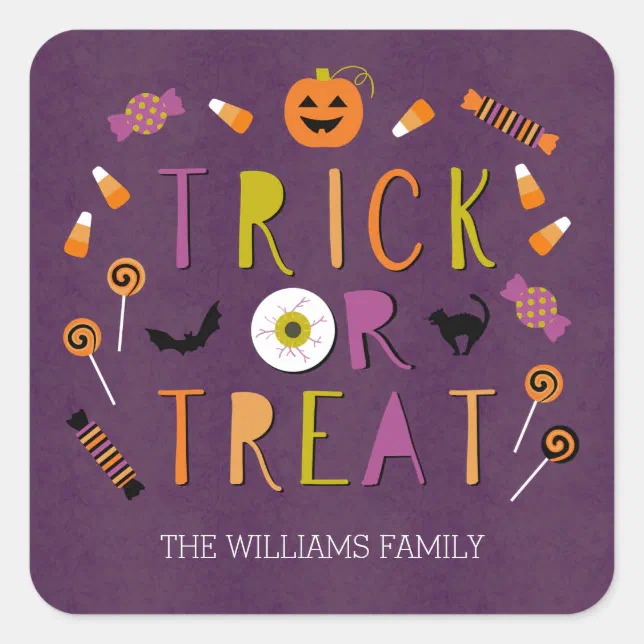 Trick Or Treat Halloween Gift Tag Stickers | Zazzle