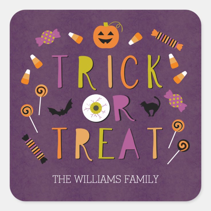 Trick Or Treat Halloween Gift Tag Stickers | Zazzle
