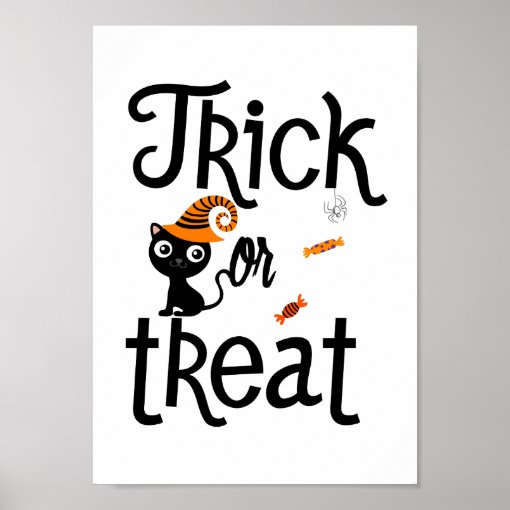 Trick or treat halloween poster | Zazzle