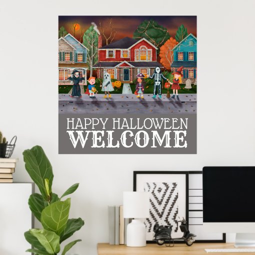 Trick or Treat, Halloween Welcome Poster | Zazzle