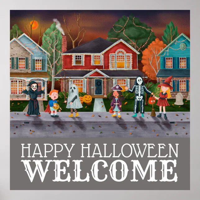 Trick or Treat, Halloween Welcome Poster | Zazzle