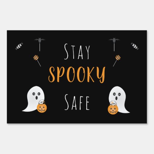Trick Or Treat Happy Halloween Ghost Spooky Sign | Zazzle