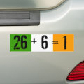 Tricolor, 26 + 6 = 1 bumper sticker | Zazzle