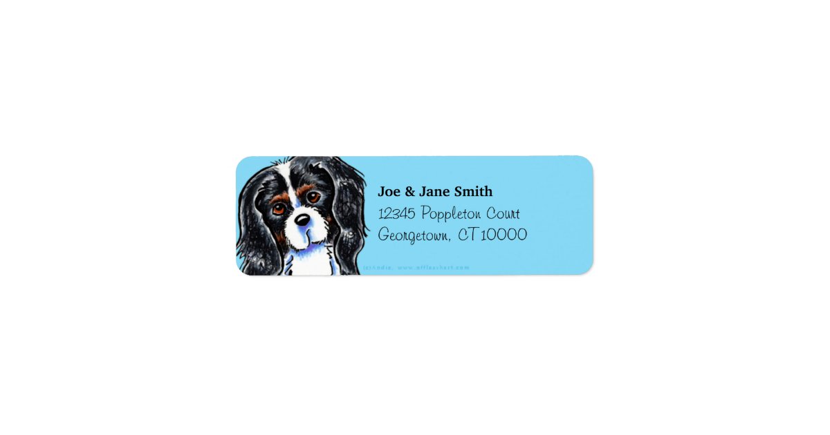 Tricolor Cavalier CKCS Carribean Label | Zazzle