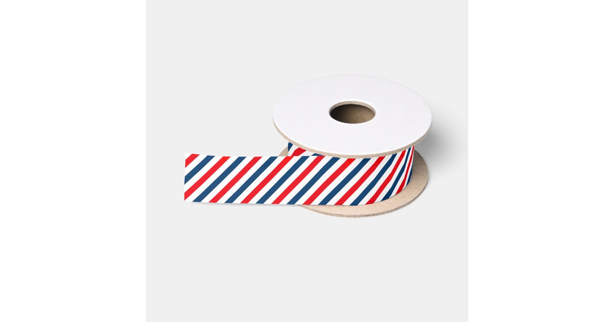 Tricolor Diagonal Stripes(blue, white, and red) Satin Ribbon | Zazzle