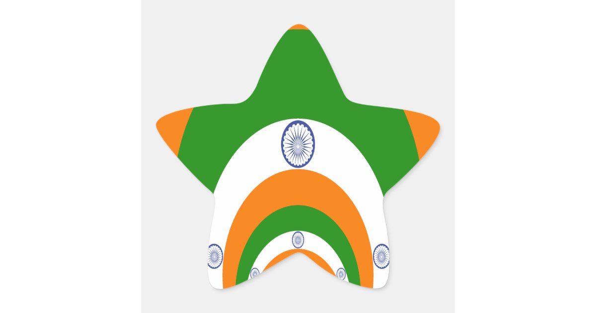 Tricolor of a very deep saffron, white GREEN Star Sticker | Zazzle