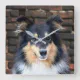 Tricolor Sheltie face Square Wall Clock | Zazzle