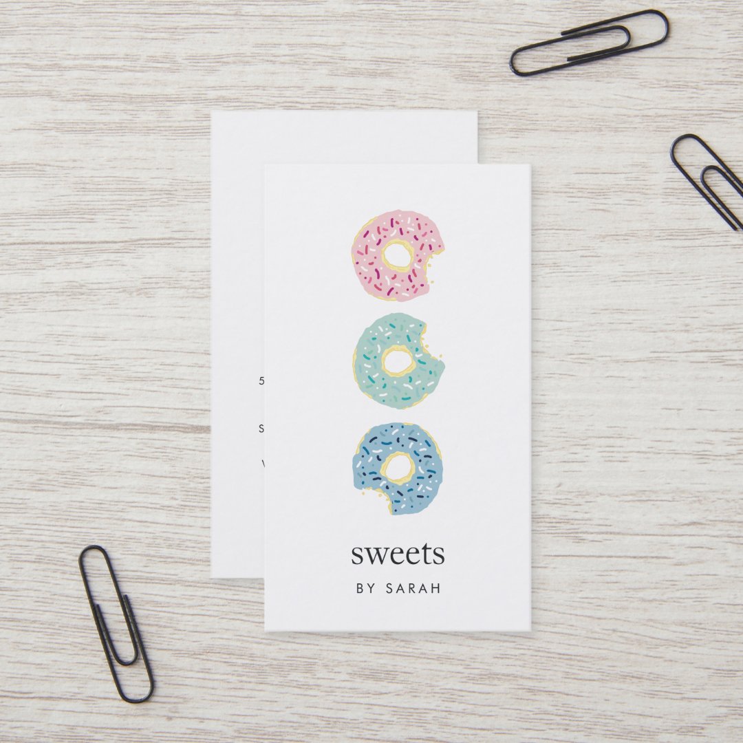 Tricolor Sprinkle Donut Bakery Business Card | Zazzle
