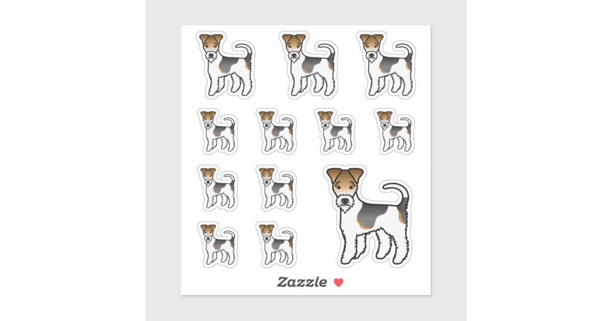 Tricolor Wire Fox Terrier Cute Cartoon Dogs Sticker | Zazzle