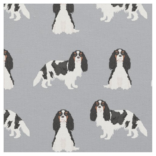 Tricolored Cavalier King Charles Spaniel Florals Fabric | Zazzle