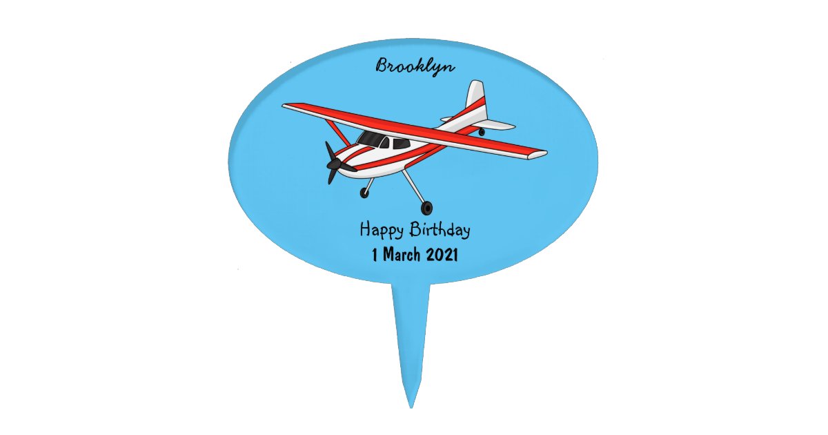 Tricycle gear aircraft cartoon cake topper | Zazzle