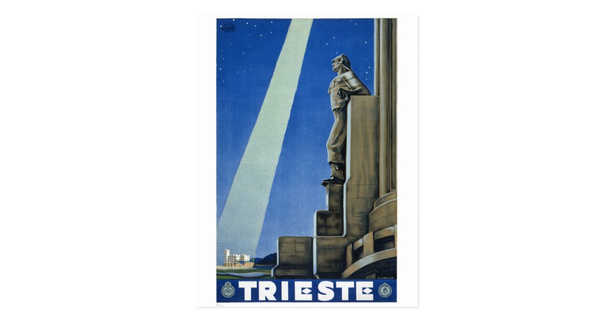 Trieste Italy Vintage Travel Poster Restored Postcard | Zazzle.com