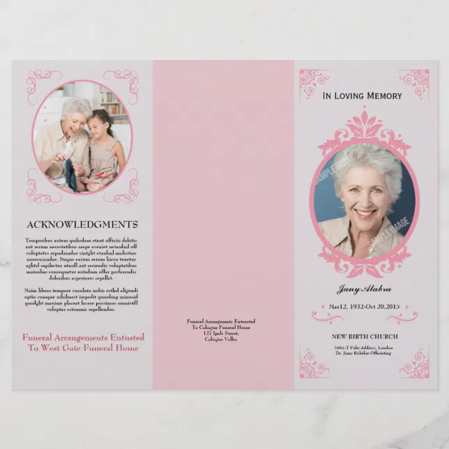 Trifold Funeral Program Template | Zazzle