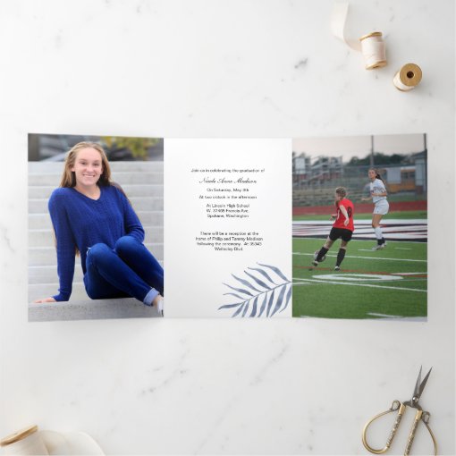Trifold Photo Graduation Announcement Invitation | Zazzle