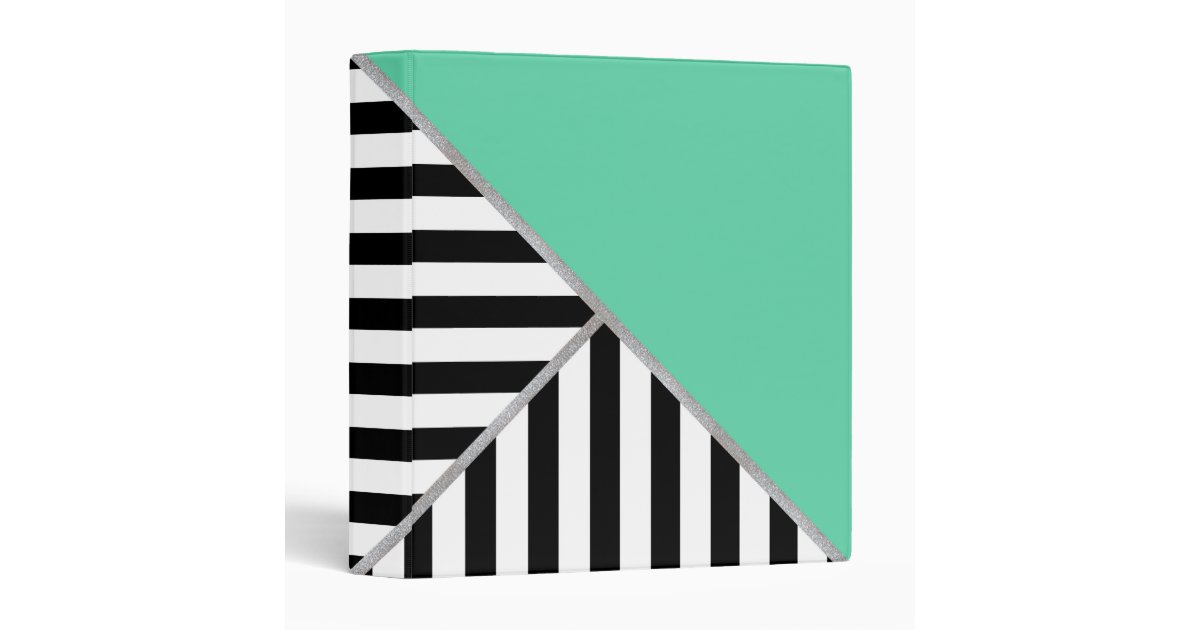 Trifold Teal and Stripes Binder | Zazzle