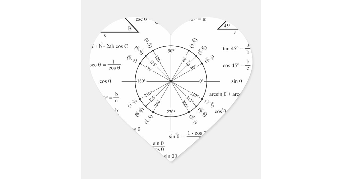 Trig & Triangles Heart Sticker | Zazzle