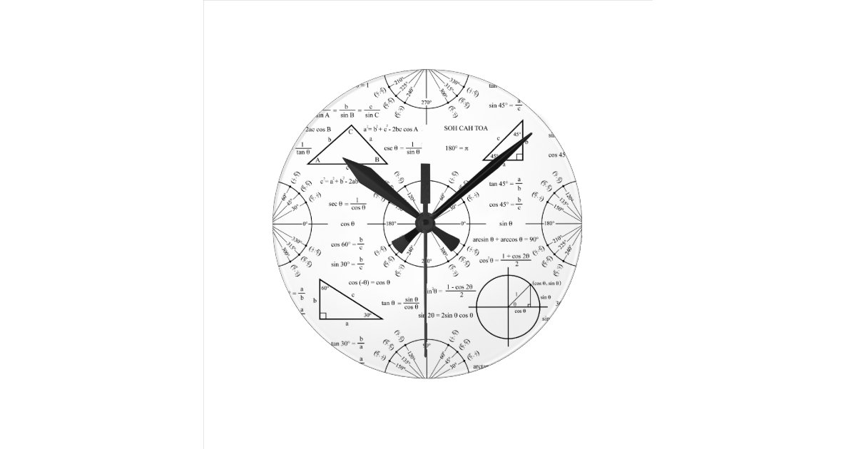 Trig & Triangles Round Clock | Zazzle.com