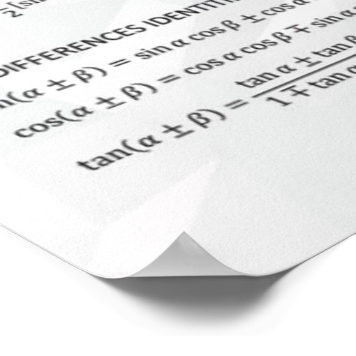 Trigonometric Identities - Math Poster | Zazzle