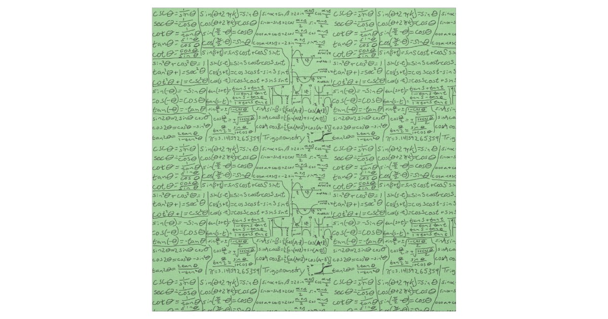 Trigonometry Cheat Sheet, green Fabric | Zazzle