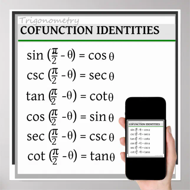Trigonometry: Cofunction Identities Poster | Zazzle
