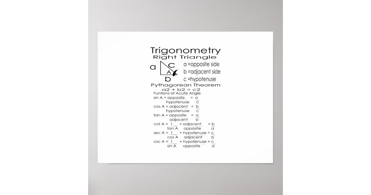 Trigonometry Poster | Zazzle