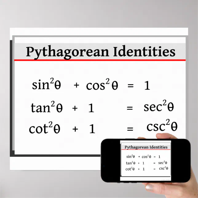 Trigonometry Poster: Pythagorean Identities Poster | Zazzle