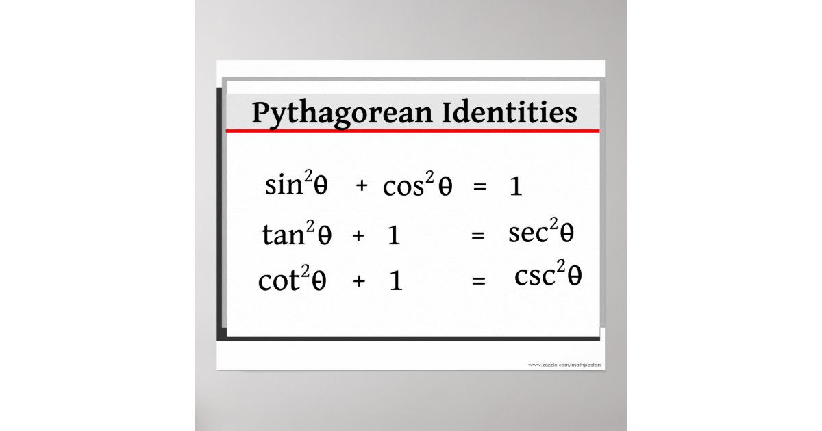 Trigonometry Poster: Pythagorean Identities Poster | Zazzle