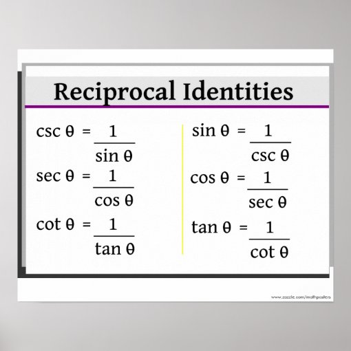 Trigonometry Poster: Reciprocal Identities Poster | Zazzle