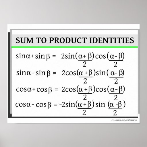 Trigonometry: Sum to Product Identities Poster | Zazzle