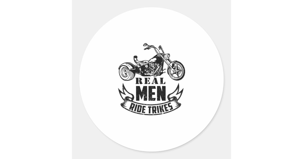 Trike Gifts for Men | Triker Trikes Motorcycle Classic Round Sticker ...
