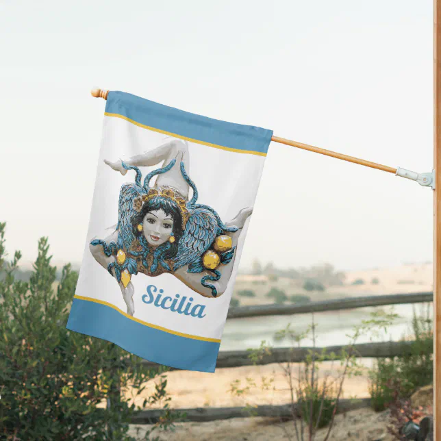 Trinacria of Sicily Three Legged symbol Sicilia House Flag | Zazzle