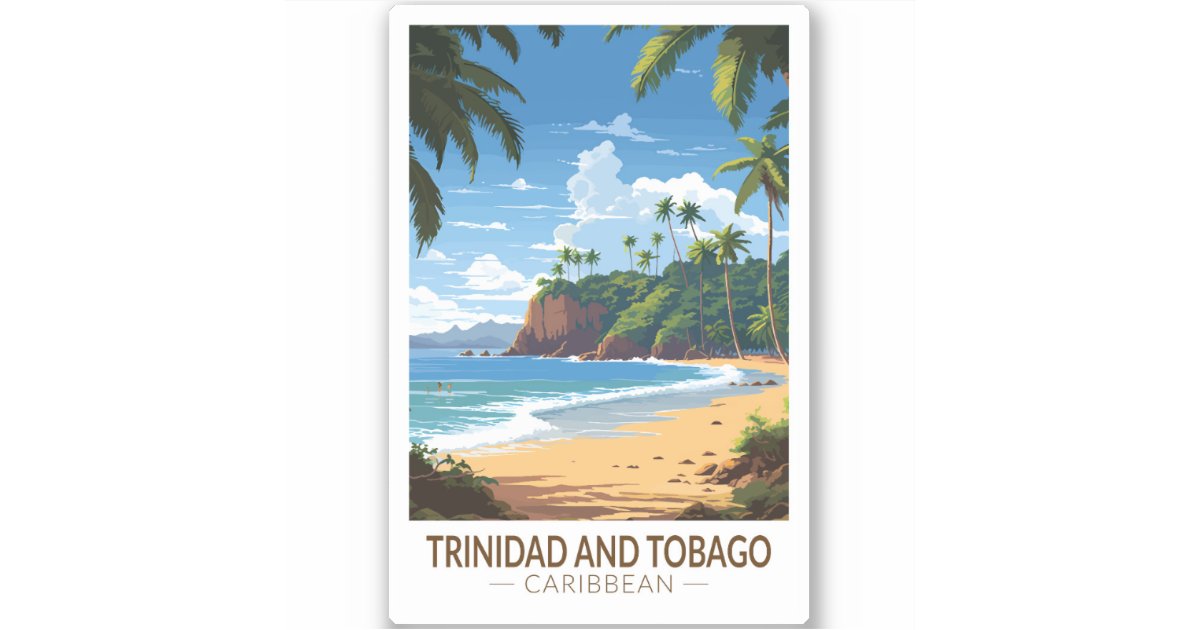 Trinidad and Tobago Caribbean Travel Art Vintage Sticker | Zazzle