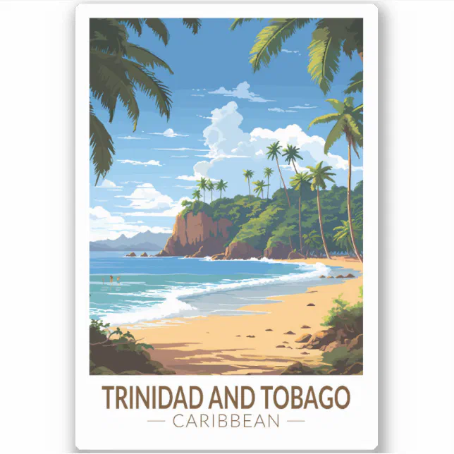 Trinidad and Tobago Caribbean Travel Art Vintage Sticker | Zazzle