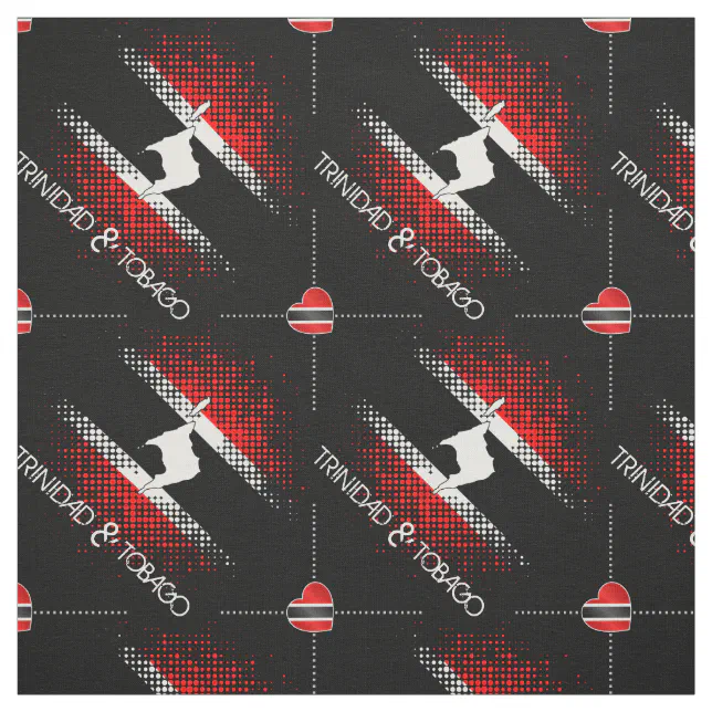 Trinidad and Tobago Dot Pattern Heart Flag BLACK Fabric | Zazzle