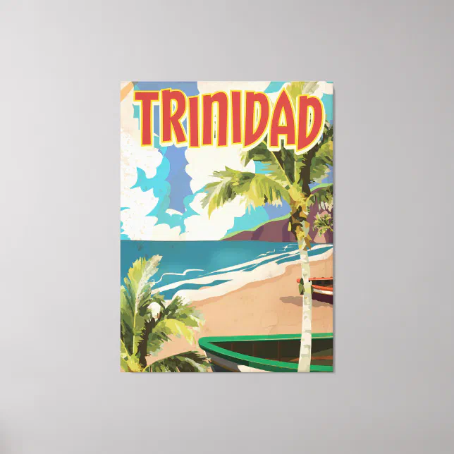 Trinidad cartoon travel poster canvas print | Zazzle