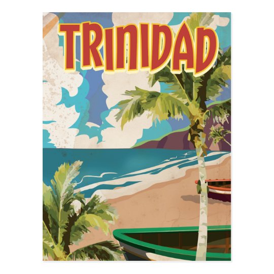 Trinidad cartoon travel poster postcard | Zazzle.com
