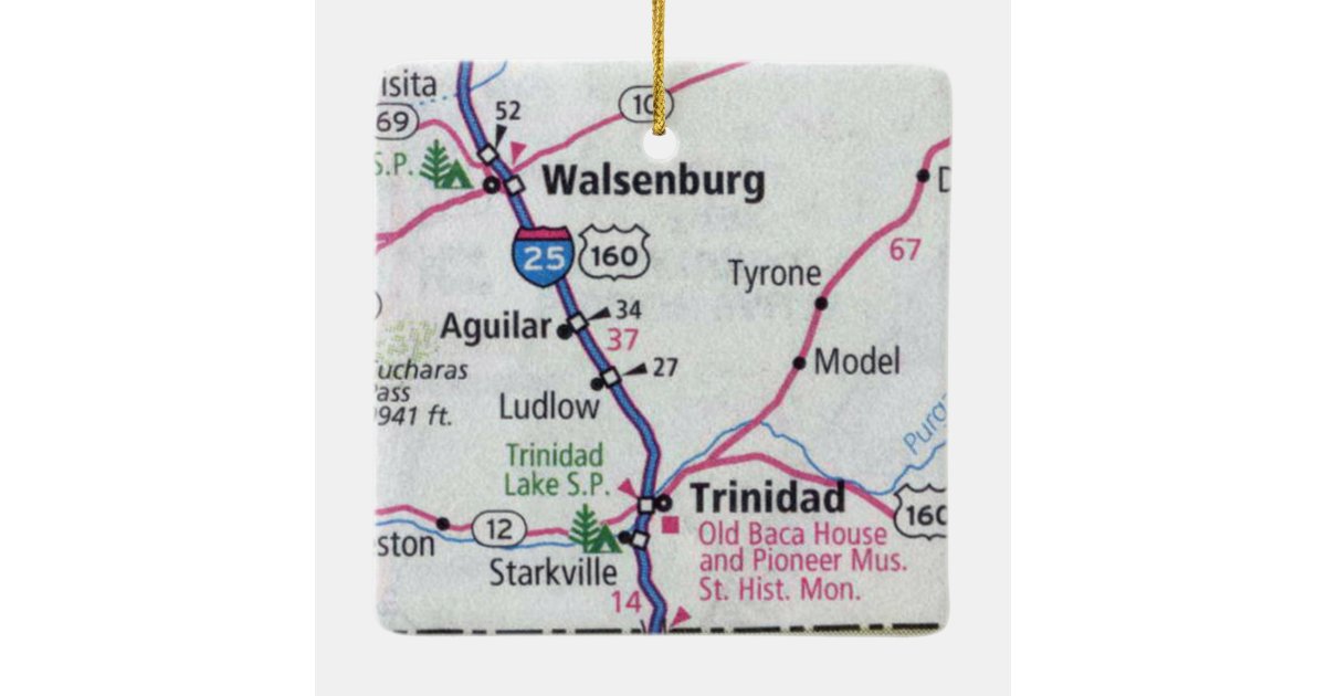 Trinidad CO Map Ceramic Ornament | Zazzle