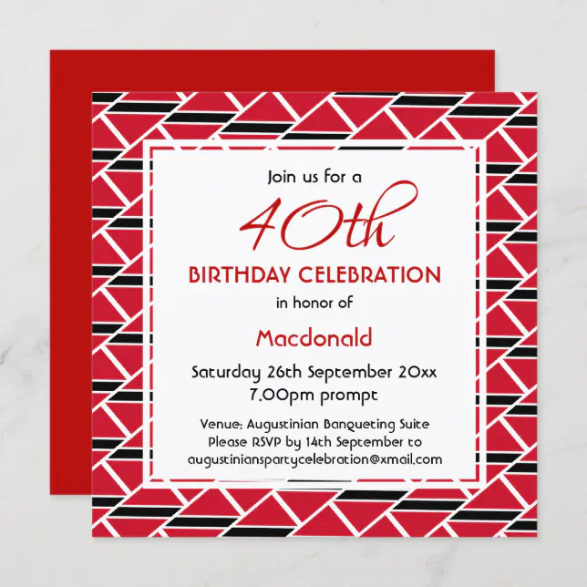 TRINIDAD TOBAGO FLAG Custom Birthday Celebration Invitation | Zazzle