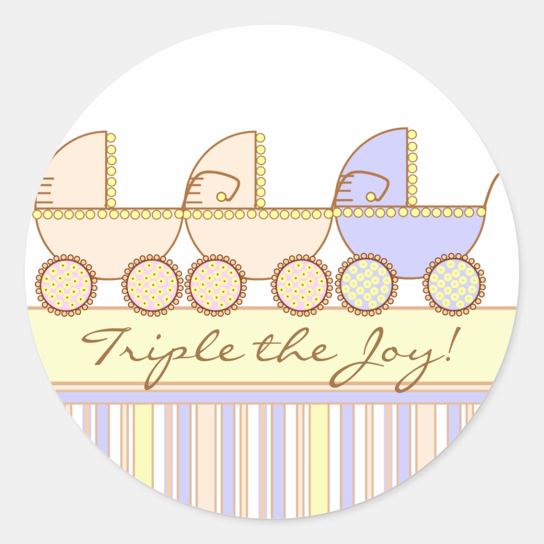 Trio Carriage Triplet Girl and Boy Sticker | Zazzle
