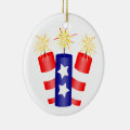 Trio of Firecrackers for the 4th of July Ceramic Ornament | Zazzle