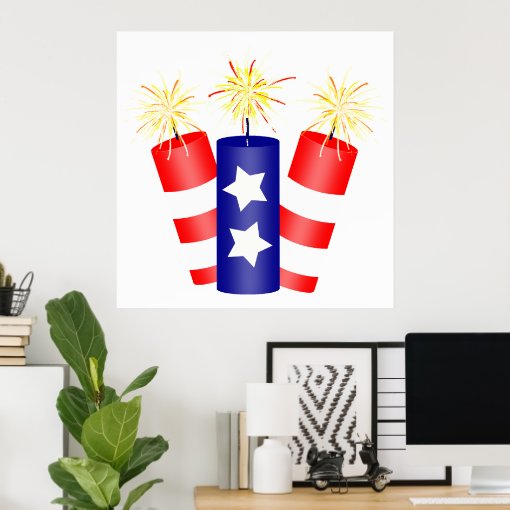 Trio of Firecrackers for the 4th of July Poster | Zazzle