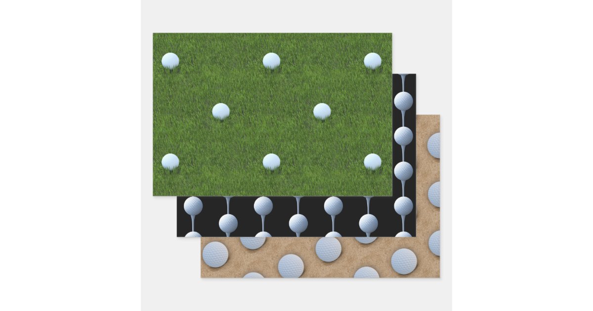 Trio of Golf Ball Designs for Golfers Wrapping Paper Sheets | Zazzle