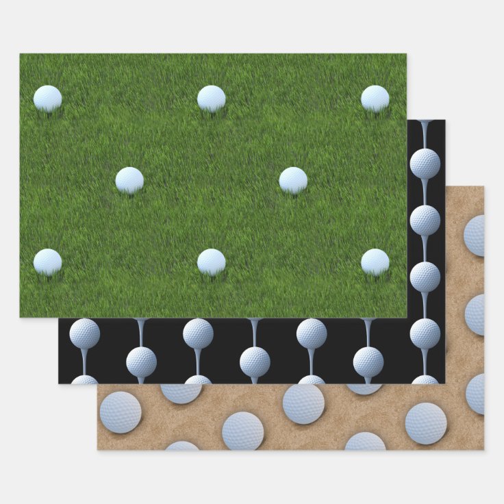 Trio of Golf Ball Designs for Golfers Wrapping Paper Sheets | Zazzle