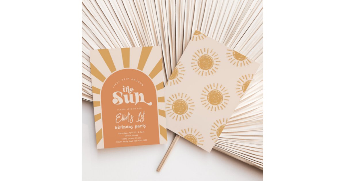 Trip Around The Sun Invitation | Girl Sun Invite | Zazzle